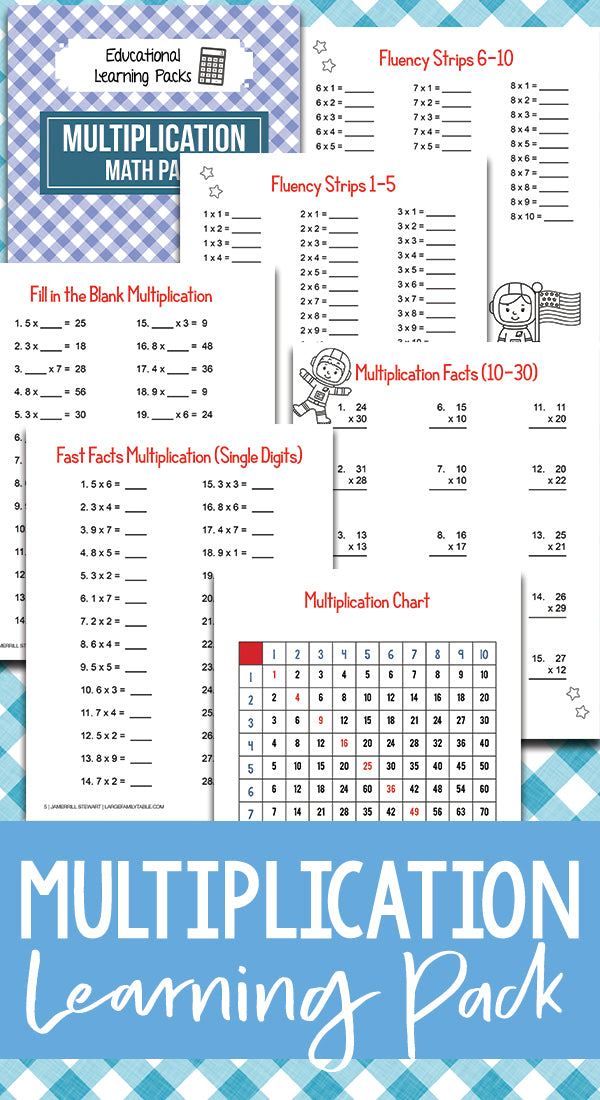 Multiplication Math Pack {10 pages} – Jamerrill Stewart, Large Family ...