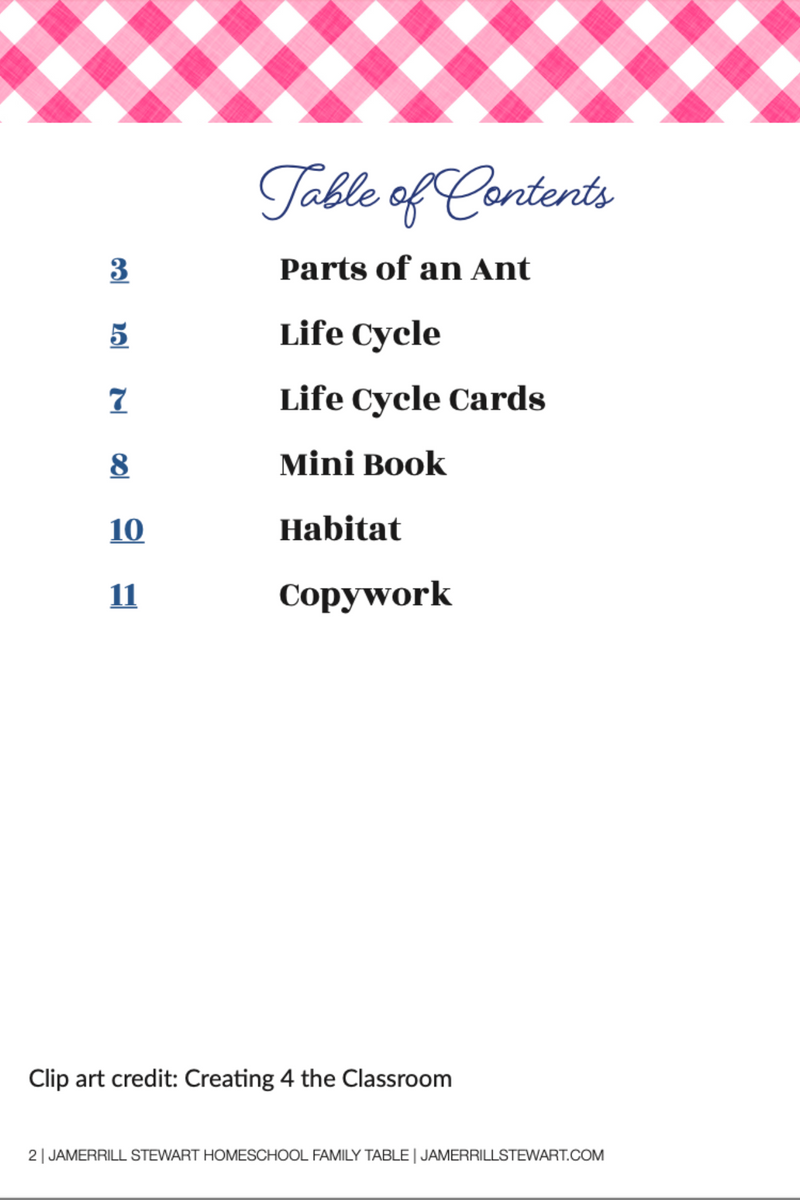 Ants Table Pack {11 pages} – Jamerrill Stewart, Large Family Table ...