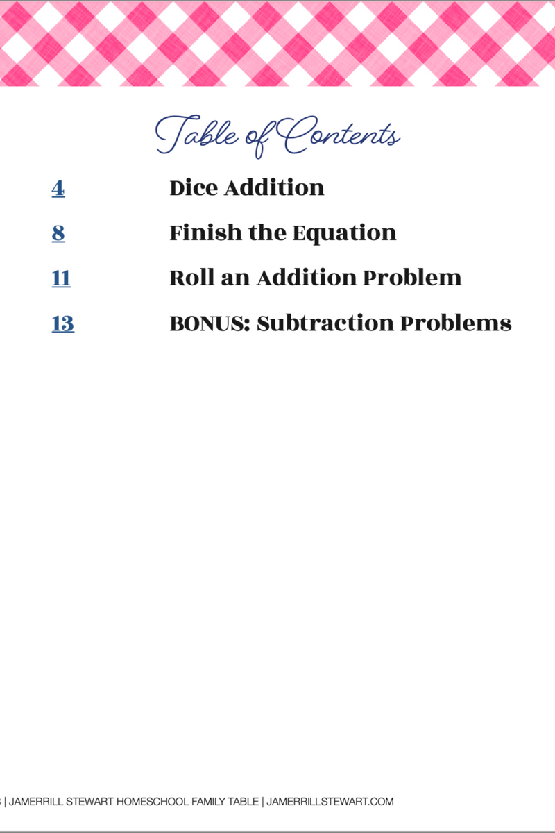 Dice Addition Pack {13 pages} – Jamerrill Stewart, Large Family Table ...