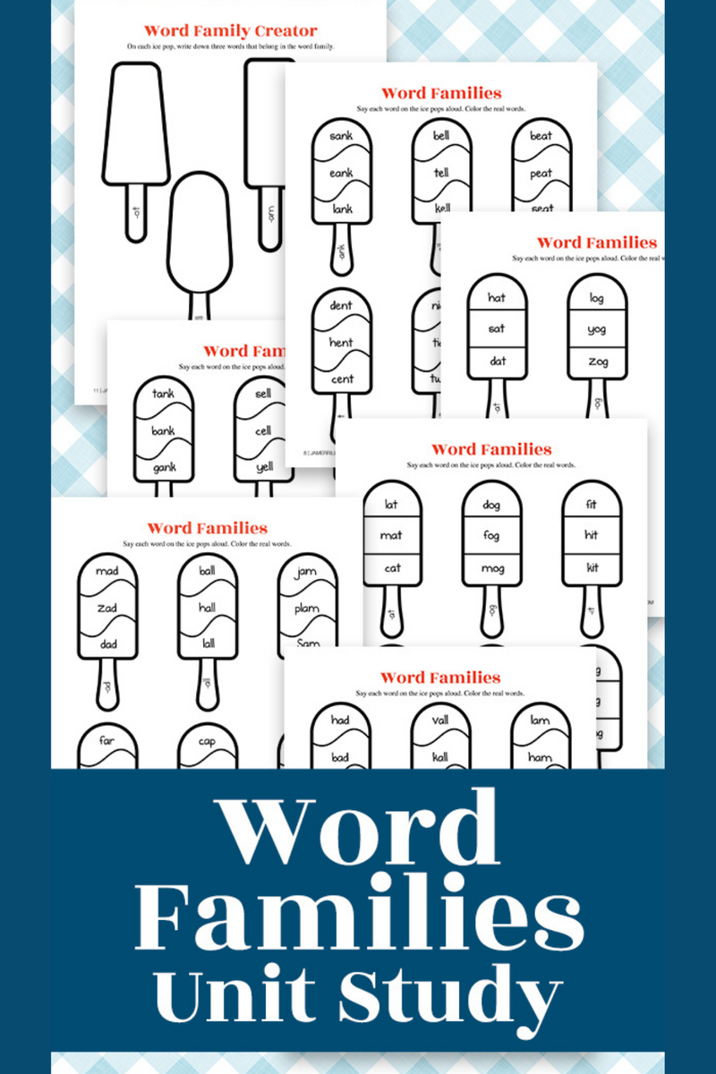 Word Families Table Pack {12 pages} – Jamerrill Stewart, Large Family ...